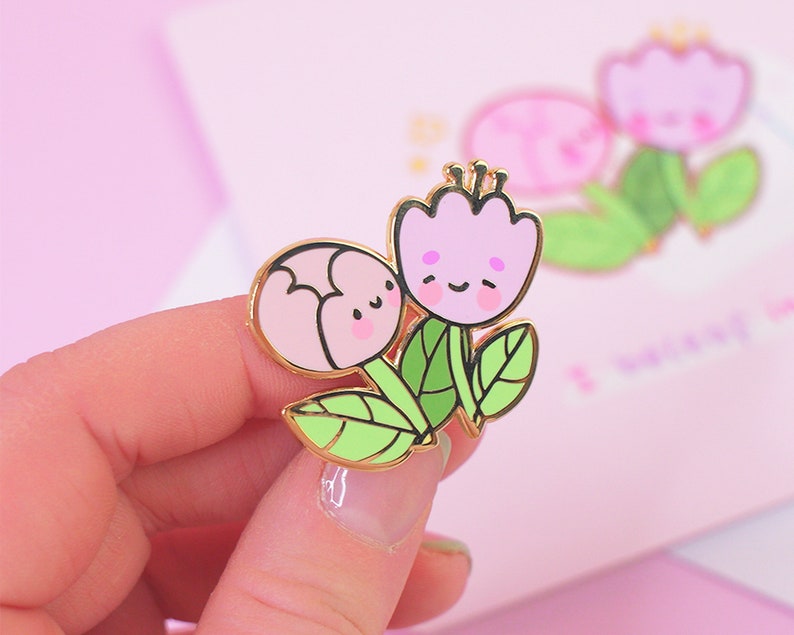 Tulip & Peony Enamel Pin Best Friends Enamel Pin Cute - Etsy