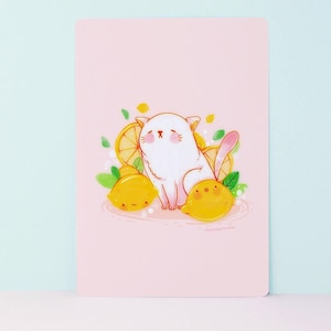 Kawaii Lemon Cat Art Print Kawaii Cute Cat Print Katnipp Illustrated ...