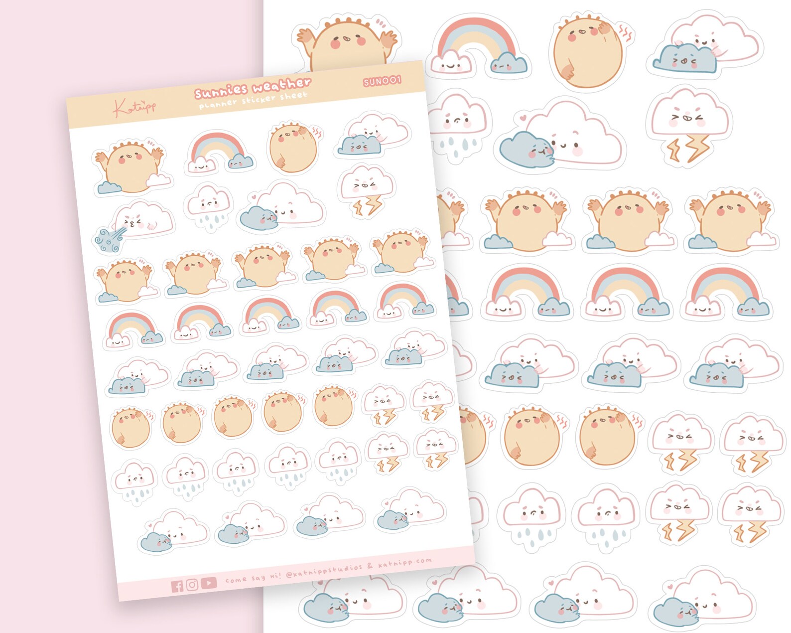 Weather Emoji Planner Stickers Cute Sun Planner Stickers - Etsy