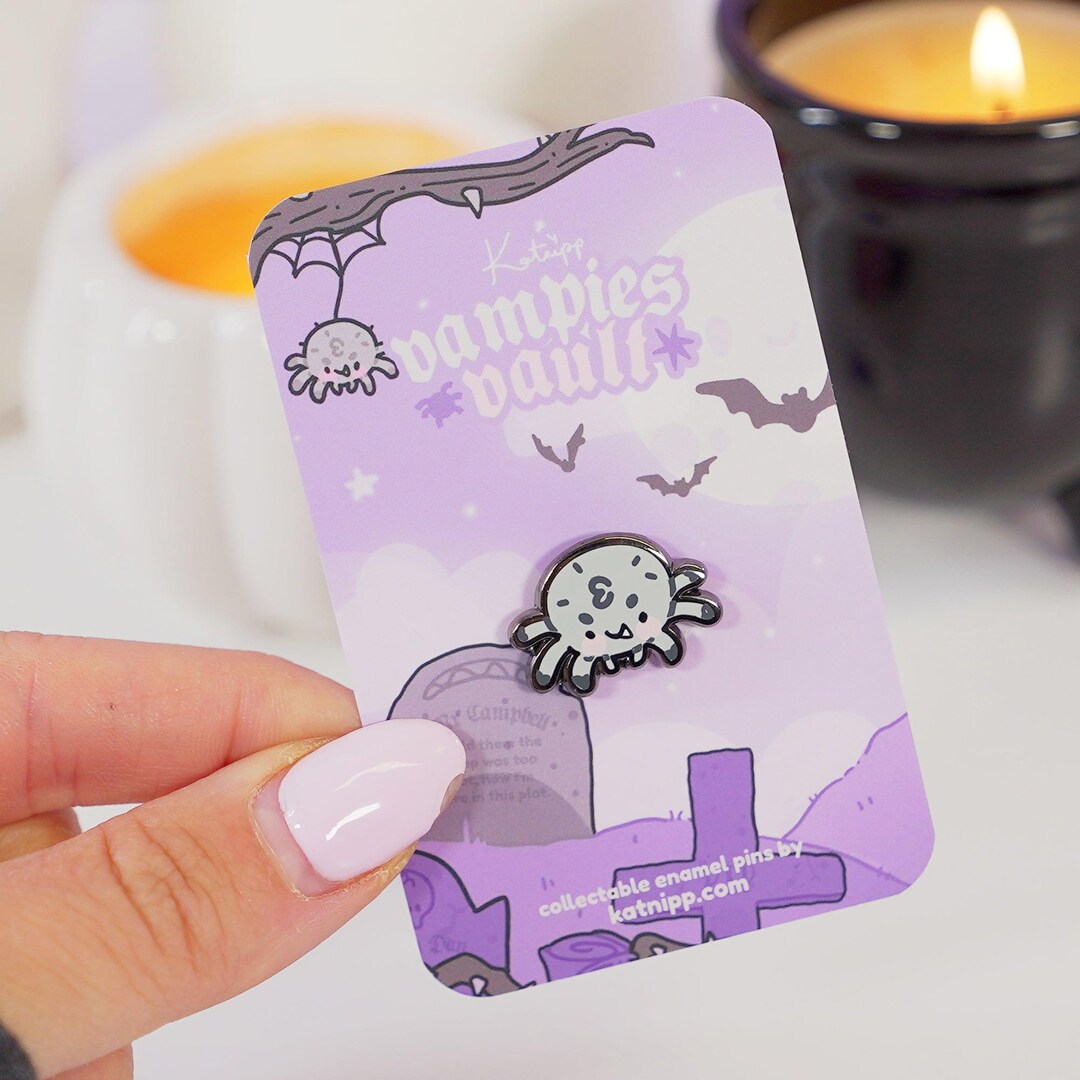 Fluffy the Spider Enamel Pin | Kawaii Halloween Lapel Pin | Spooky ...