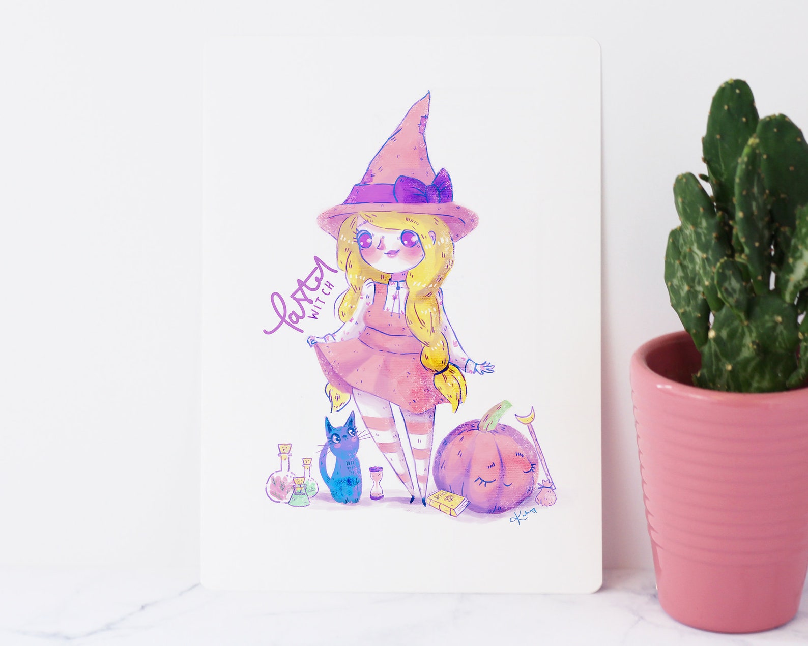 Pastel Witch Art Print Kawaii Magic Girl Art Print Witch | Etsy