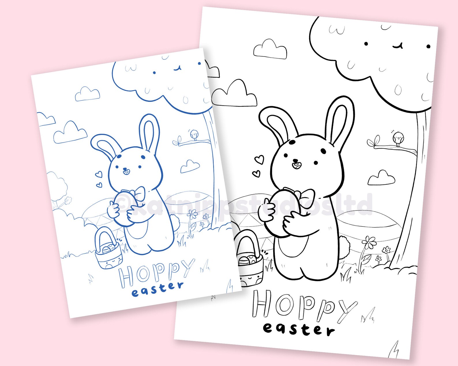 Printable Easter Bunny Colouring Page Digital Download | Etsy