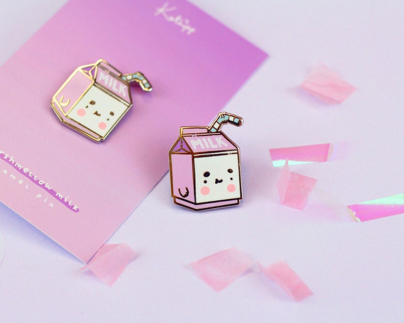 Milk Carton Enamel Pin Kawaii Milk Kawaii Enamel Pin Etsy