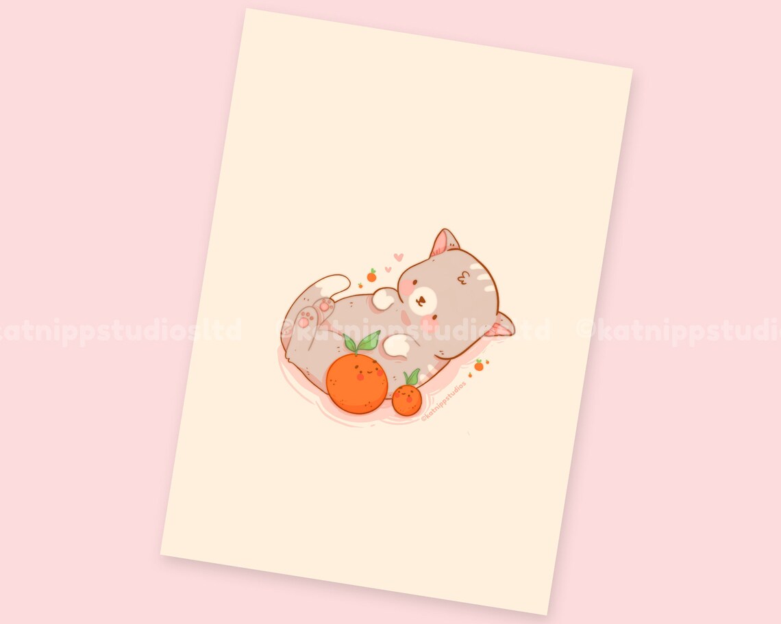 Satsuma the Cat Art Print Kawaii Cat Wallart Kitten Wall - Etsy UK