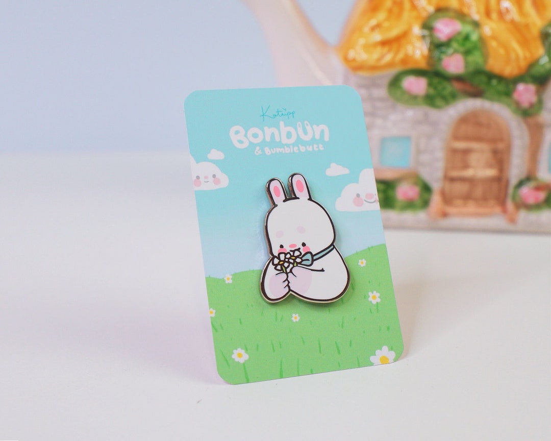 Bonbun The Chubby Bunny Enamel Pin Cute Rabbit Enamel Pin Bunny Daisy