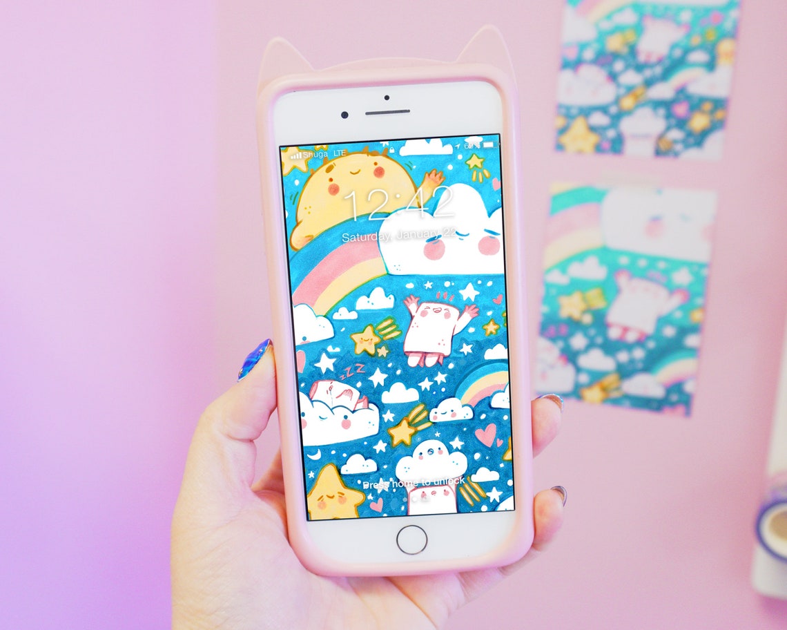 Kawaii Digital Phone Wallpaper Background Digital Download | Etsy