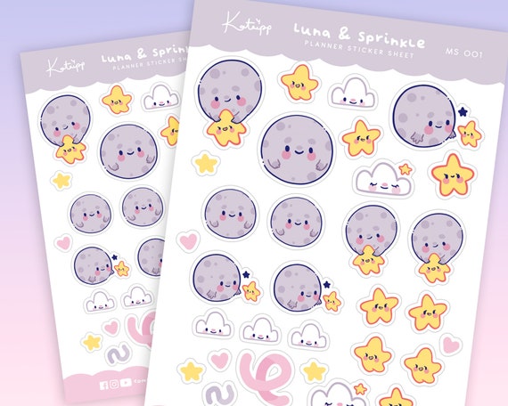 Cute Moon and Star Bujo Pastel Planner Stickers Kawaii | Etsy