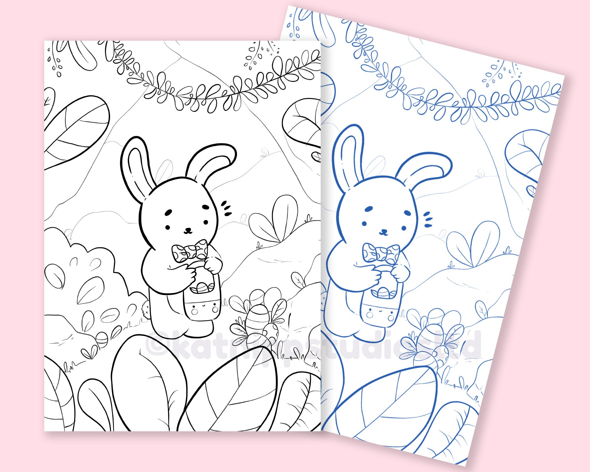 Printable Easter Bunny Colouring Page Digital Download | Etsy