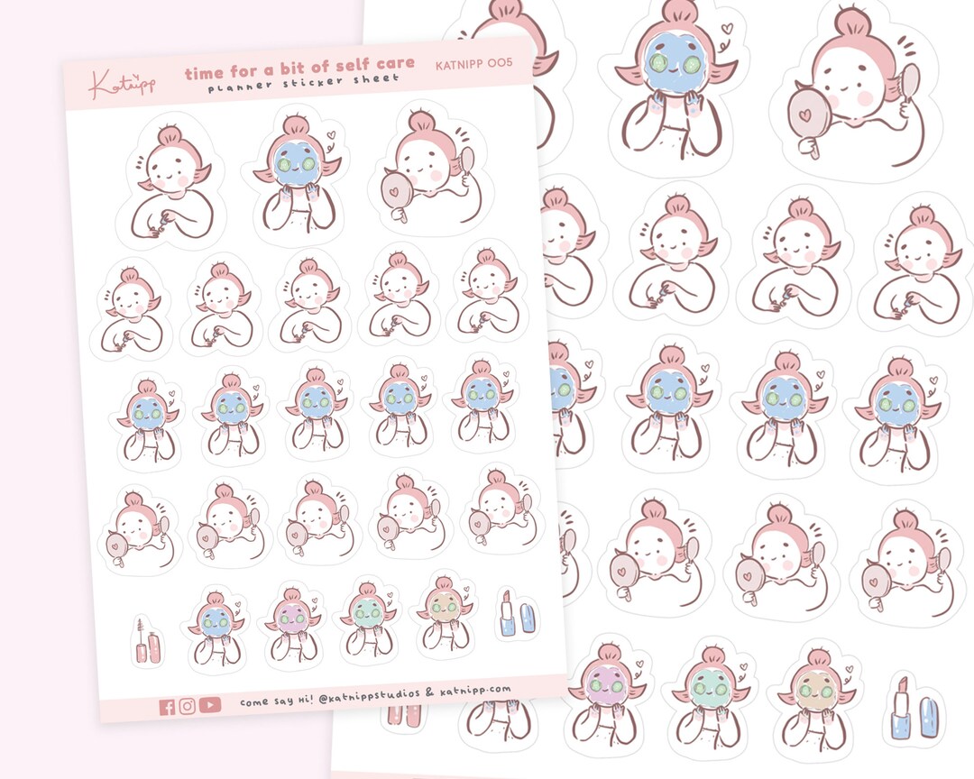 Kawaii Pamper Manicure Spa Planner Stickers | Cute Emoji Mood Stickers ...