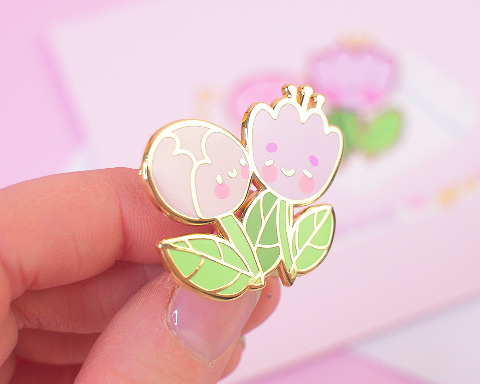 Tulip & Peony Enamel Pin Best Friends Enamel Pin Cute - Etsy
