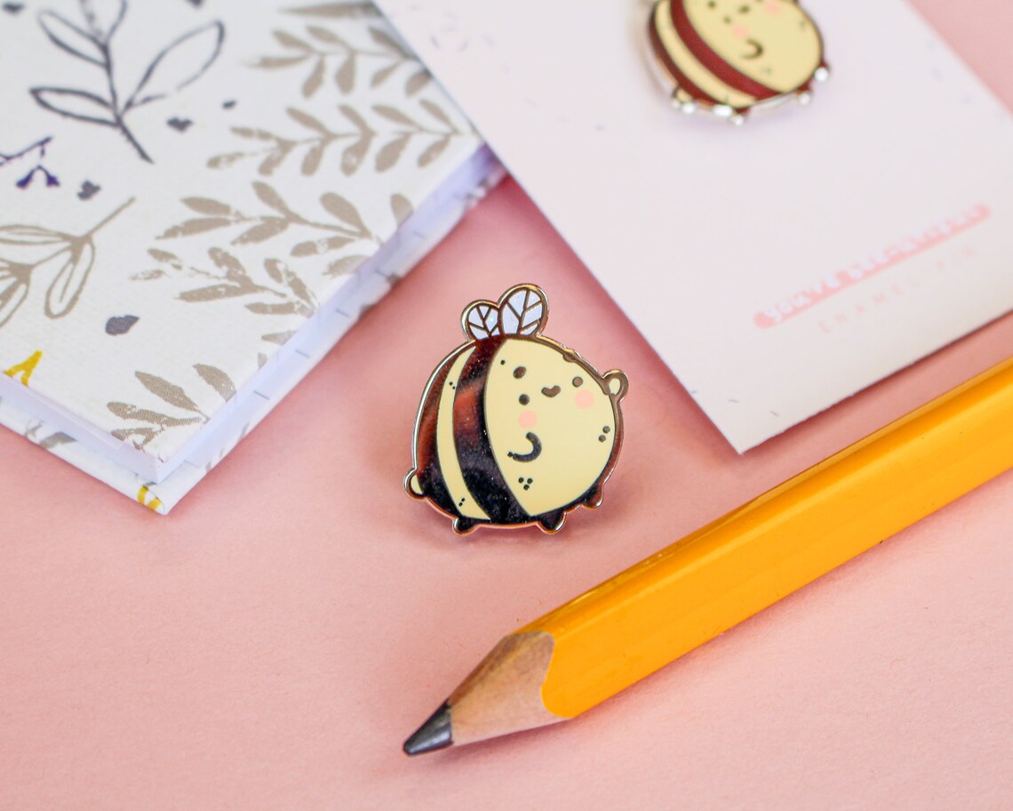 Bumble Bee Enamel Pin Kawaii Bumble Bee Enamel Pin Cure - Etsy