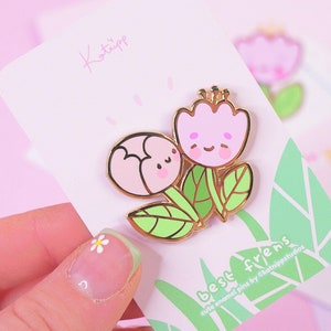 Tulip & Peony Enamel Pin Best Friends Enamel Pin Cute Tulip Enamel Pin Flower Pin Cute Enamel ...