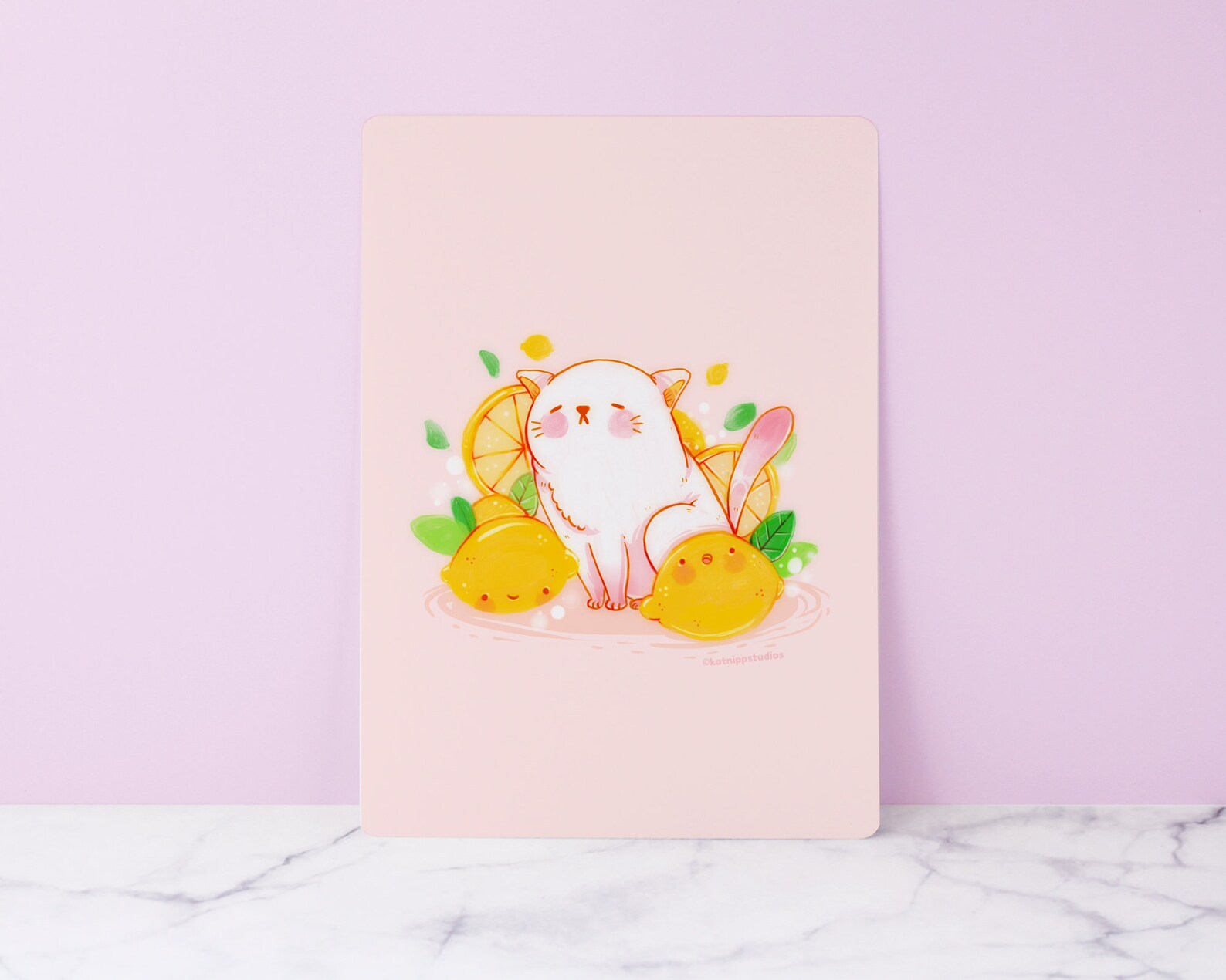 Kawaii Lemon Cat Art Print Kawaii Cute Cat Print Katnipp - Etsy