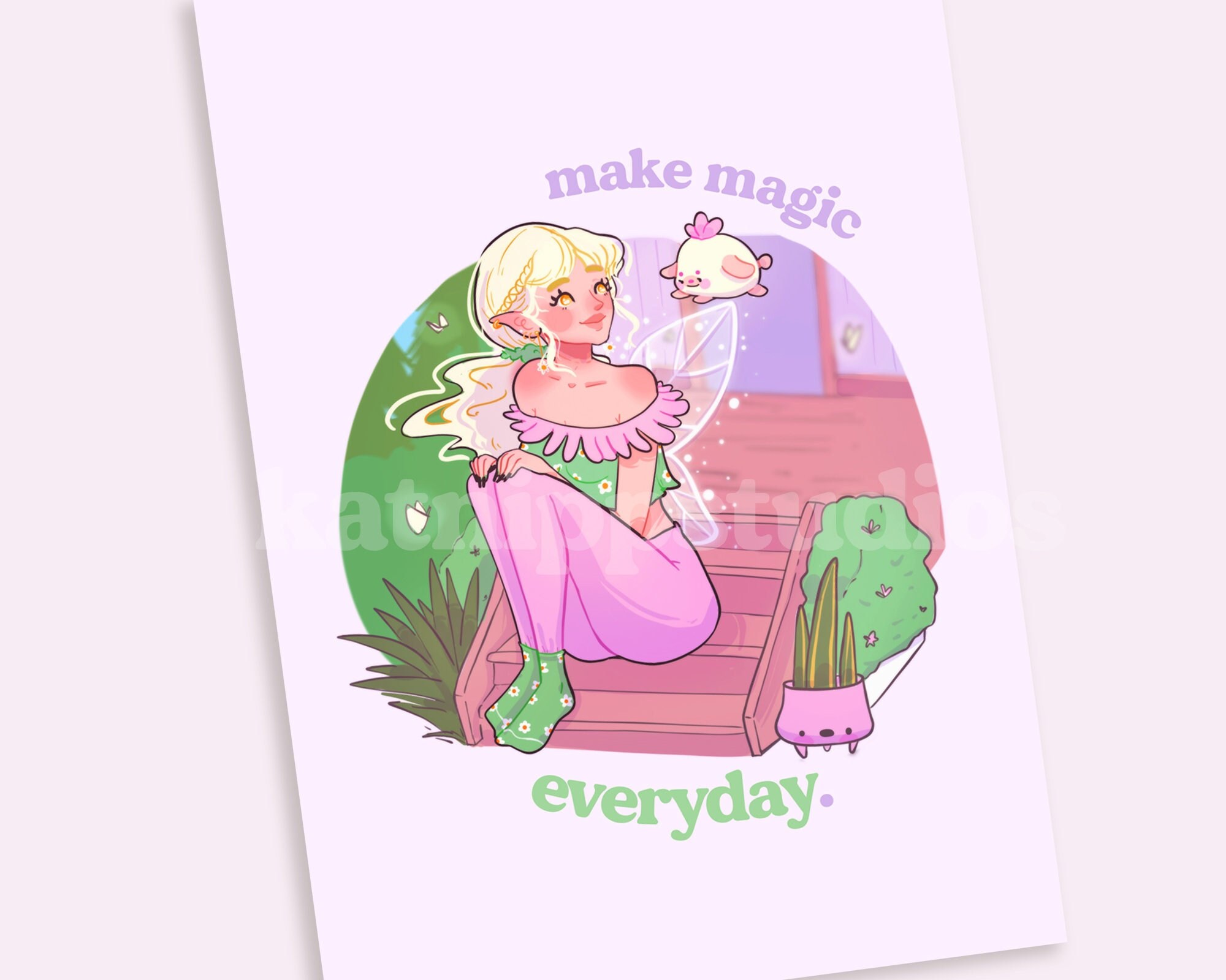 Make Magic Everyday Magical Girl Art Print Pastel Goth - Etsy