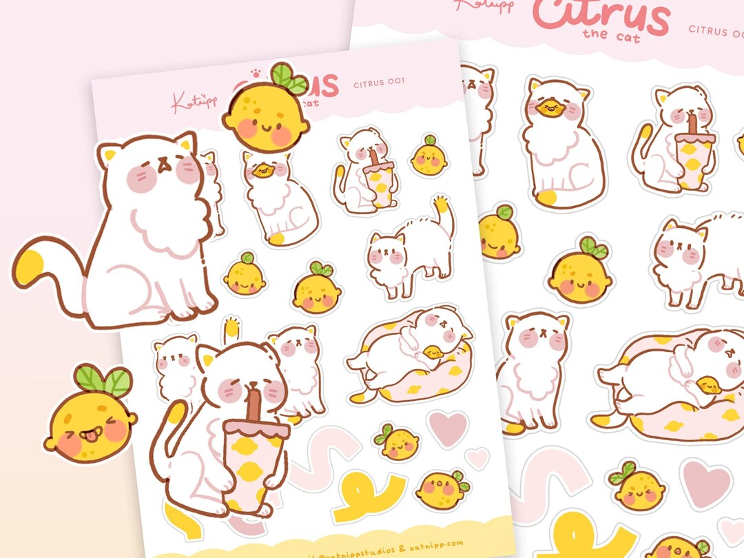 Citrus the Cat Planner Stickers Kawaii Lemon Bujo Polco Deco Stickers ...
