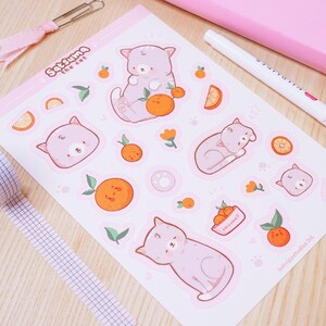 Satsuma the Cat Kawaii A5 Vinyl Sticker Sheet | Durable Planner ...
