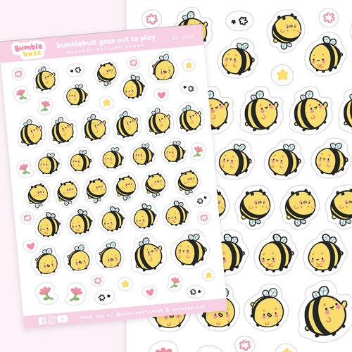 planner stickers vinyl sticker sheet with 4 stickers bee lover gift ...