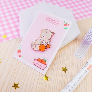 Satsuma the Cat Enamel Pin | Cute Kawaii Cat Accessory | Pastel Fashion ...