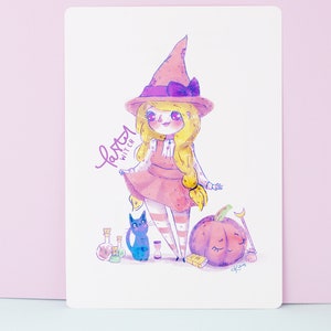 Pastel Witch Art Print Kawaii Magic Girl Art Print Witch Print Pastel ...
