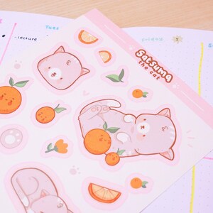 Satsuma the Cat Kawaii A5 Vinyl Sticker Sheet Durable Planner Stickers ...
