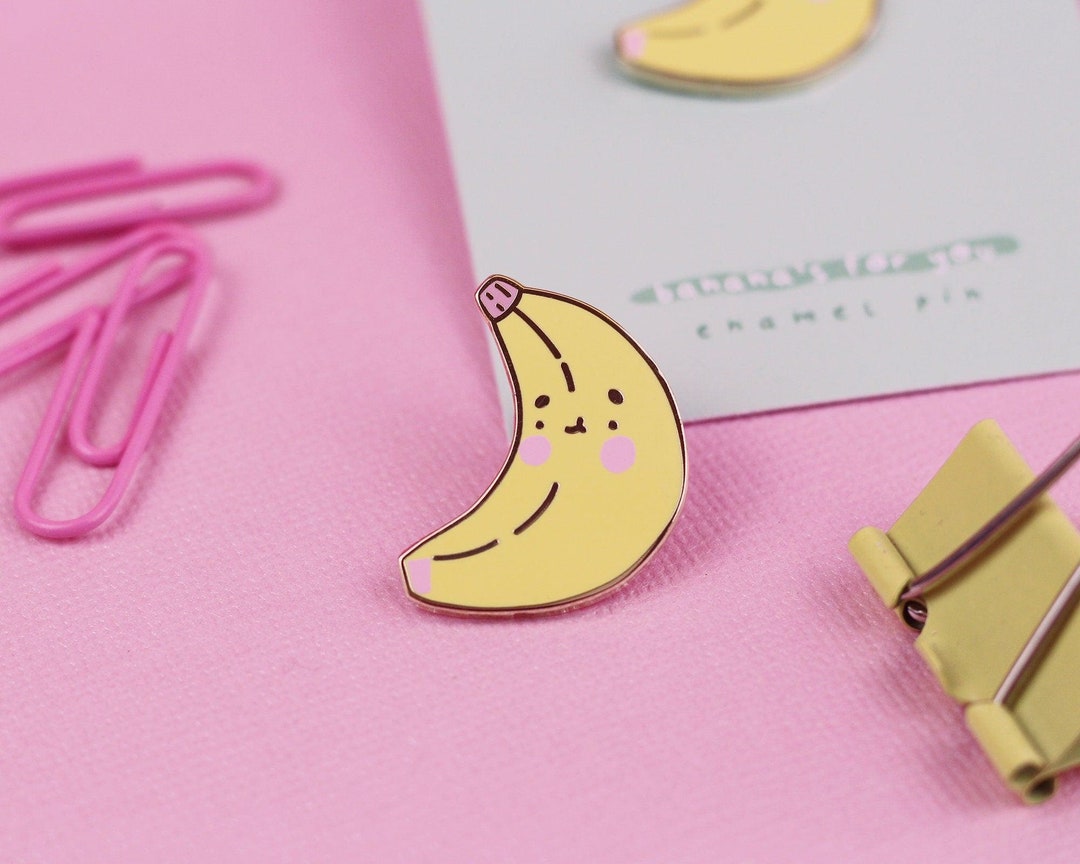 Kawaii Banana Enamel Pin Cute Enamel Pin Fruit Enamel Pins Banana Pins Cute Banana Badge Kawaii