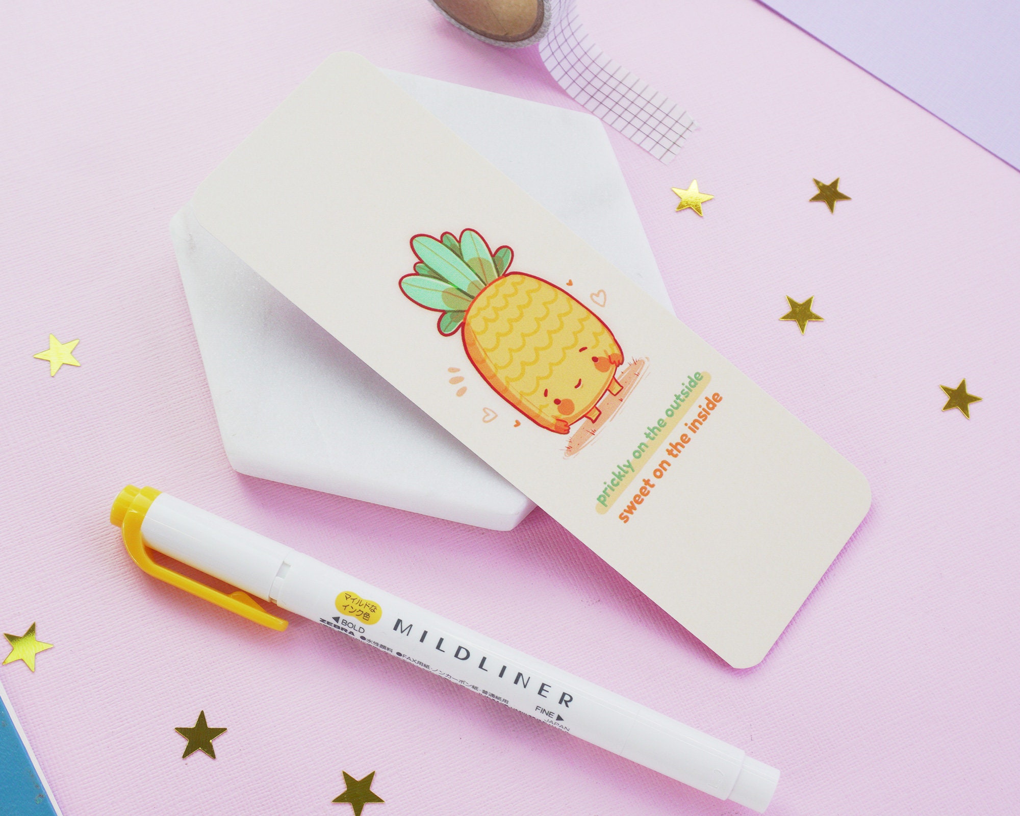 Kawaii Pineapple Pun Bookmark Velvet Soft Luxury Bookmark | Etsy