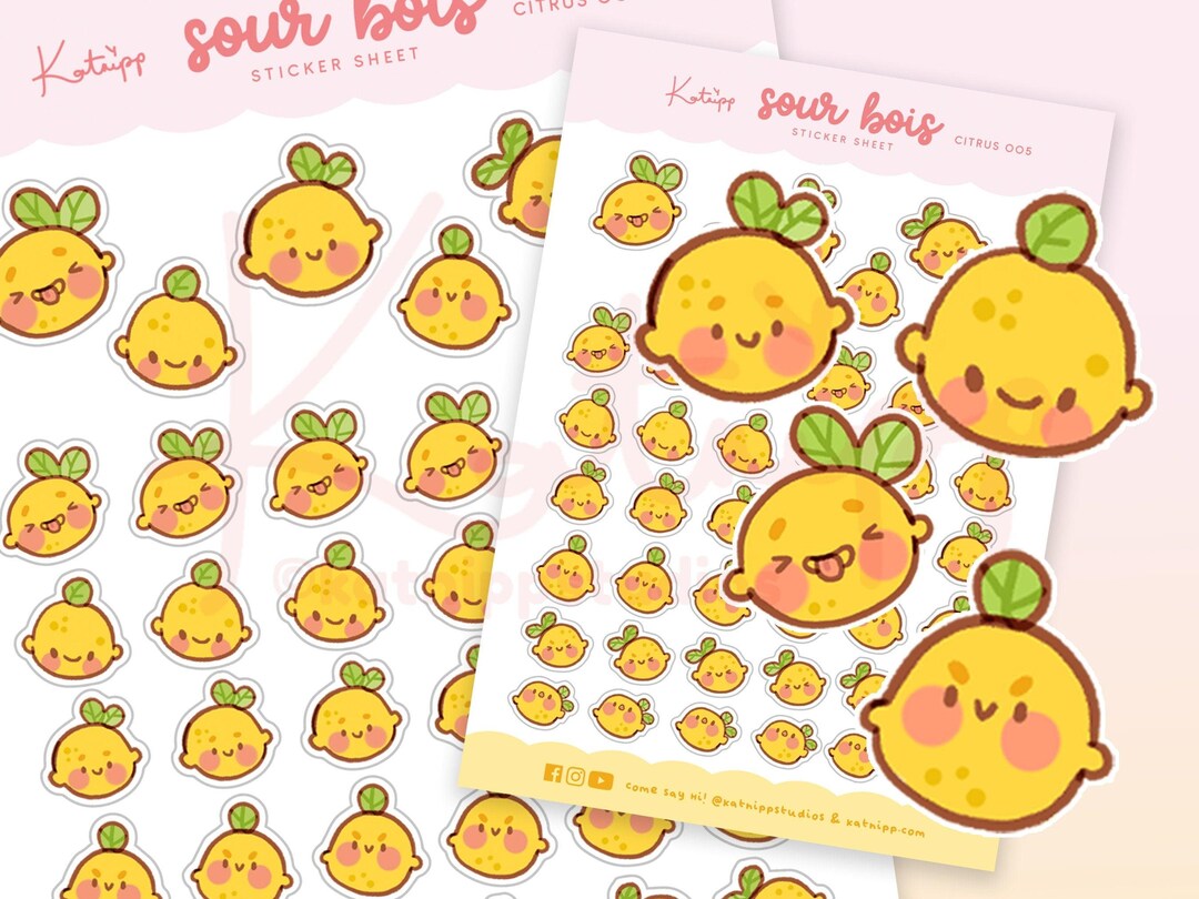 Kawaii Lemon Boy Planner Stickers Cheeky Lemon Emoji Stickers Cute ...