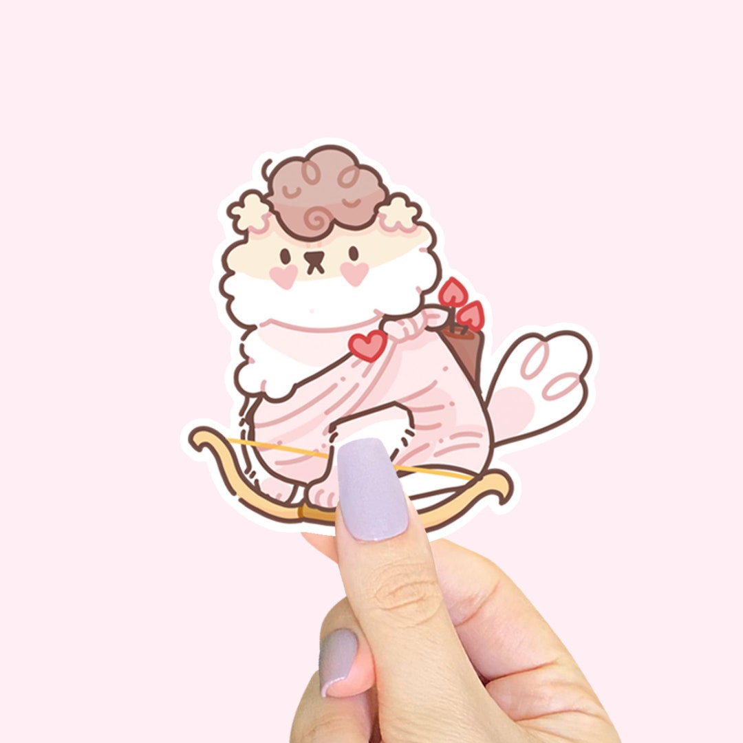 Valentines Waterproof Die Cut Vinyl Sticker Cupid Puddin the - Etsy