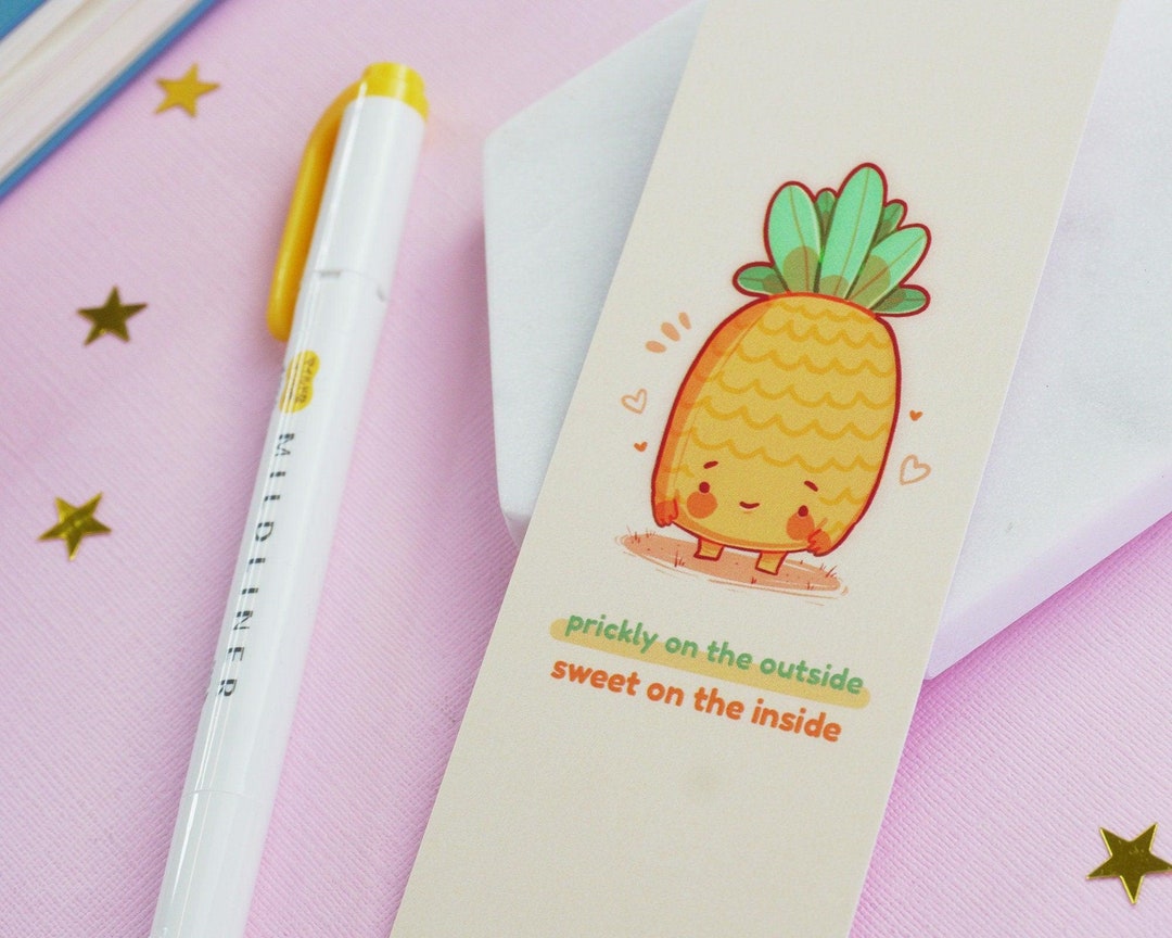 Kawaii Pineapple Pun Bookmark Velvet Soft Luxury Cute Planner Book Mark ...