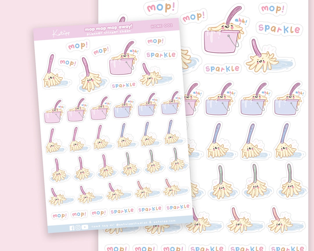 Mop Cleaning Planner Stickers | Mop, Clean Floors, House Chores, Floor ...