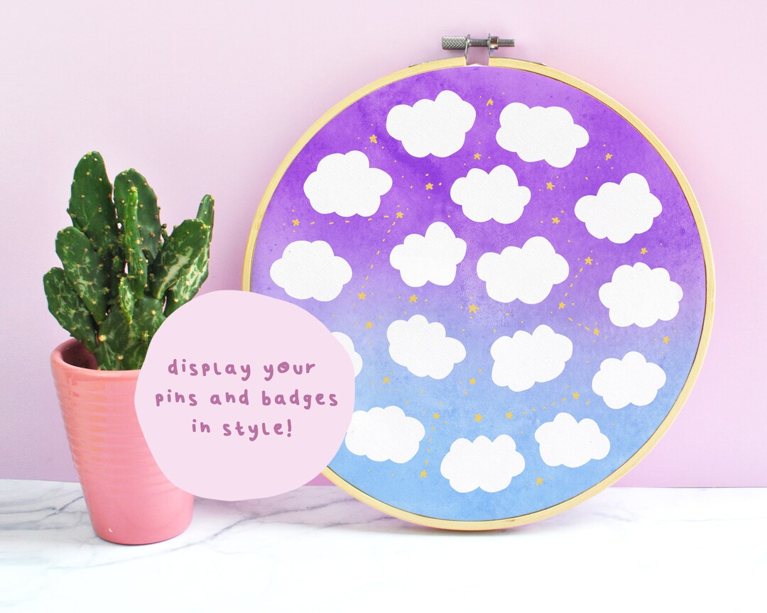 Cloud Design Enamel Pin Display Hoop | Custom Enamel Pin Board | Pastel ...