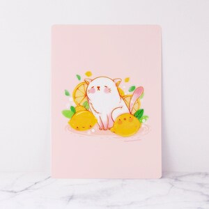Kawaii Lemon Cat Art Print Kawaii Cute Cat Print Katnipp Illustrated ...