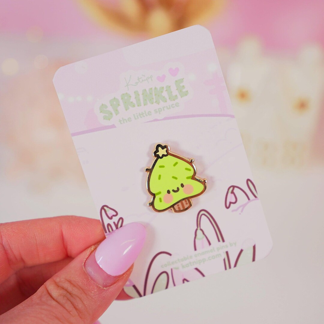 Sprinkle Spruce Christmas Tree Pin | Gold-plated Enamel Pin | Kawaii ...
