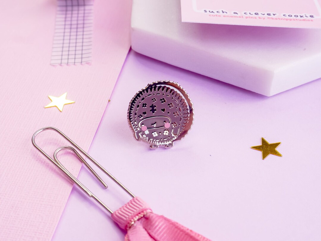 Cute Cookies & Cream Enamel Pin | Kawaii Cookie Badge - Etsy