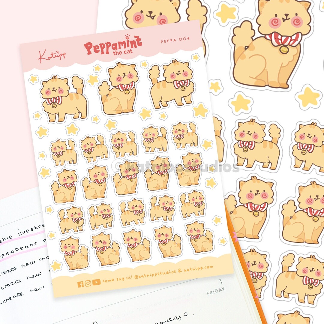 Kawaii Cat Planner Stickers Peppamint the Cat Katnipp - Etsy