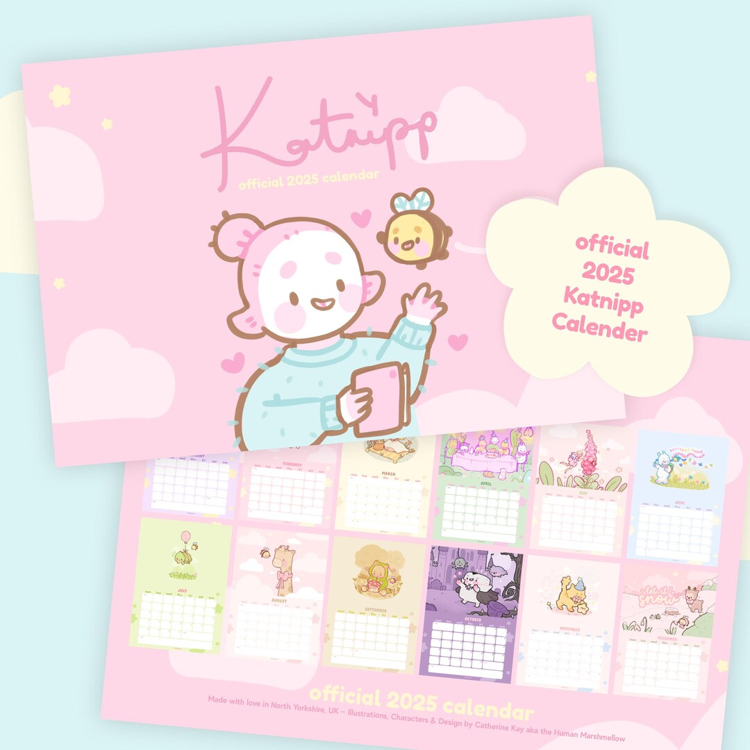 Katnipp 2025 Kawaii Calendar Cute Wall Calendar Adorable Planner Gift Kawaii Stationery - Etsy UK