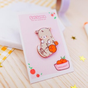 Satsuma the Cat Enamel Pin | Cute Kawaii Cat Accessory | Pastel Fashion ...