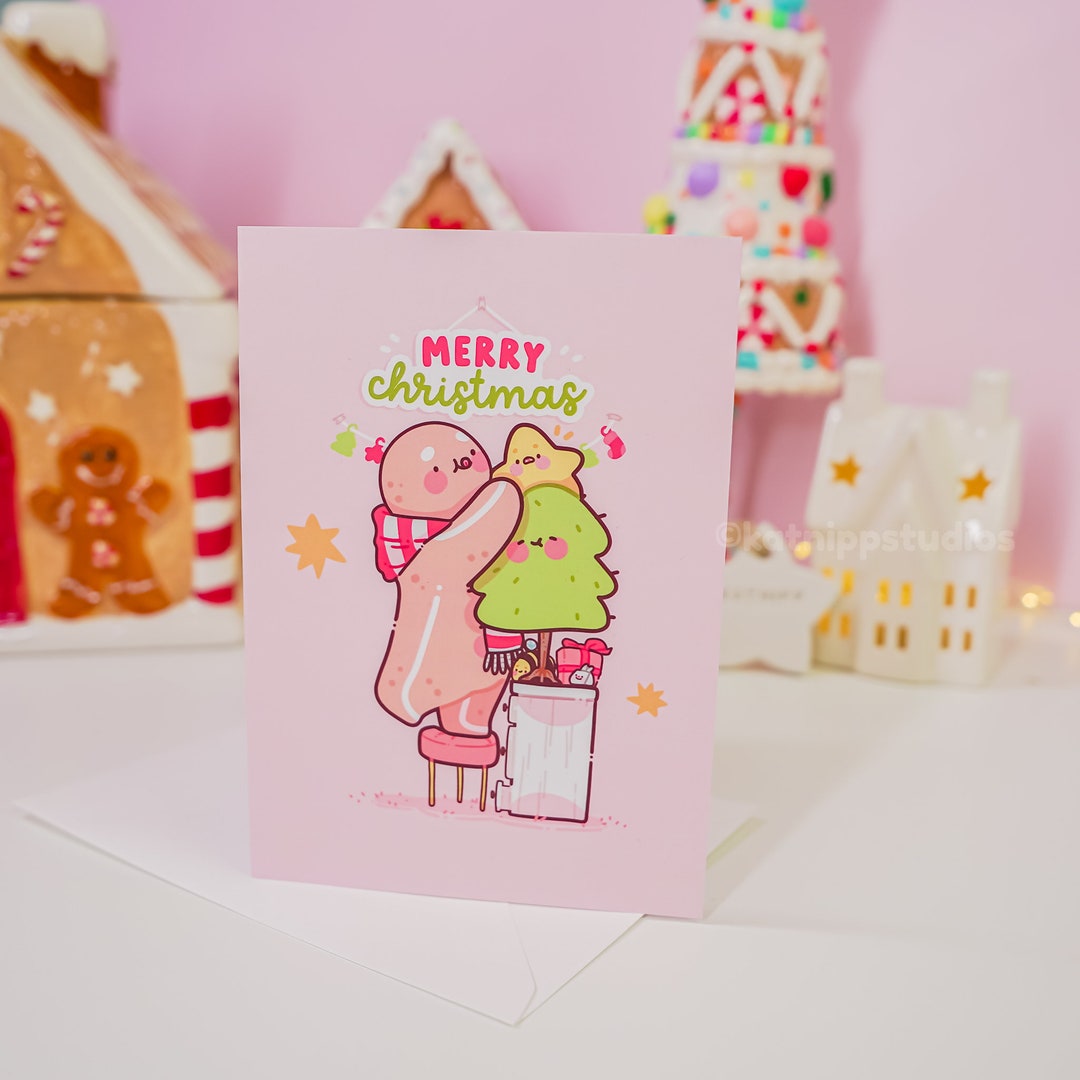 Kawaii Gingie Gingerbread Christmas Cards Illustrated Katnipp Holiday Gift - Etsy