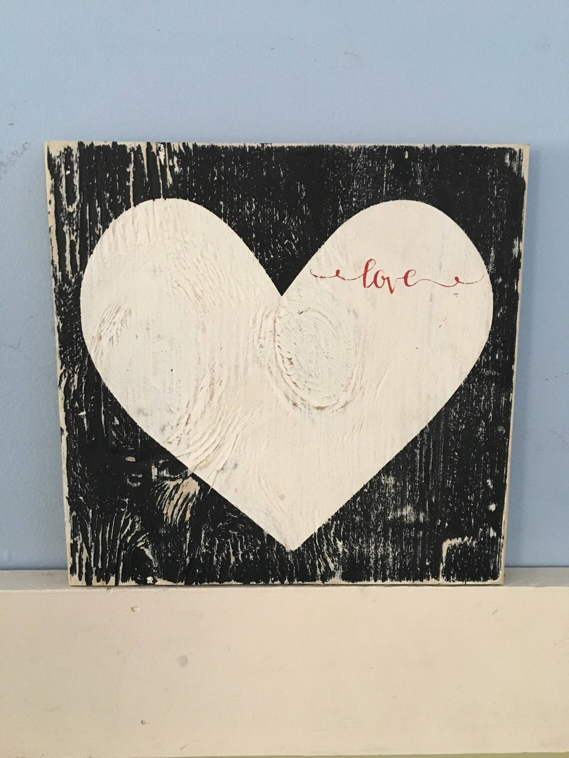 Love Hand Painted Wood Sign Heart Love Valentine's Day - Etsy