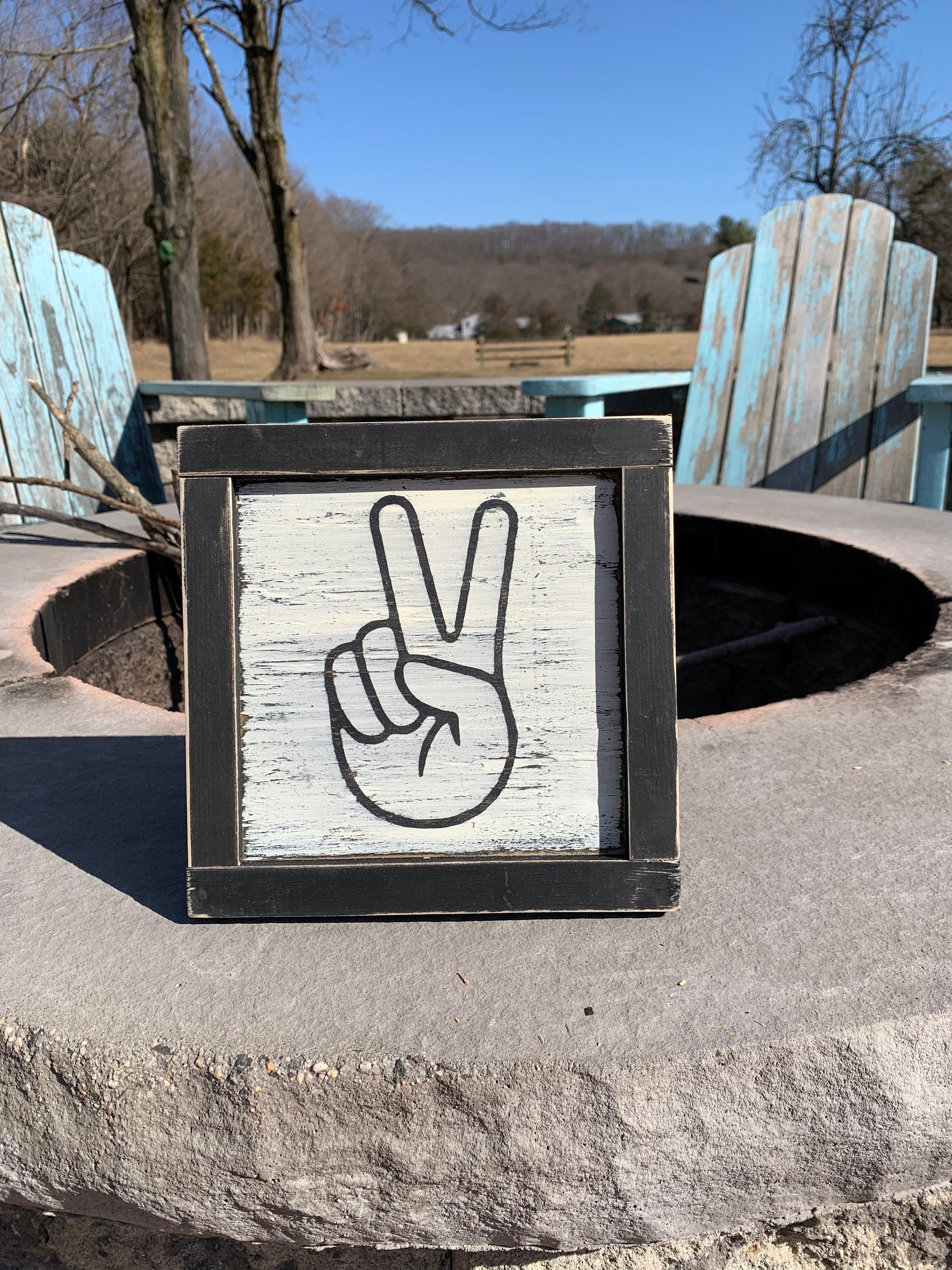 Peace Sign Painted Wood Sign Peace Sign Rustic Peace Sign - Etsy
