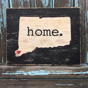 Connecticut Painted Wood Sign. Home. Wall Art. State Sign. - Etsy
