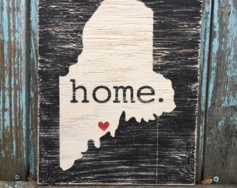 Maine Painted Wood Sign State of Maine Home Rustic Sign - Etsy