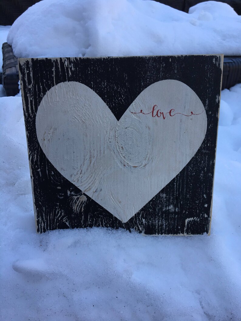 Love Hand Painted Wood Sign, Heart, Love, Valentine's Day Gift - Etsy