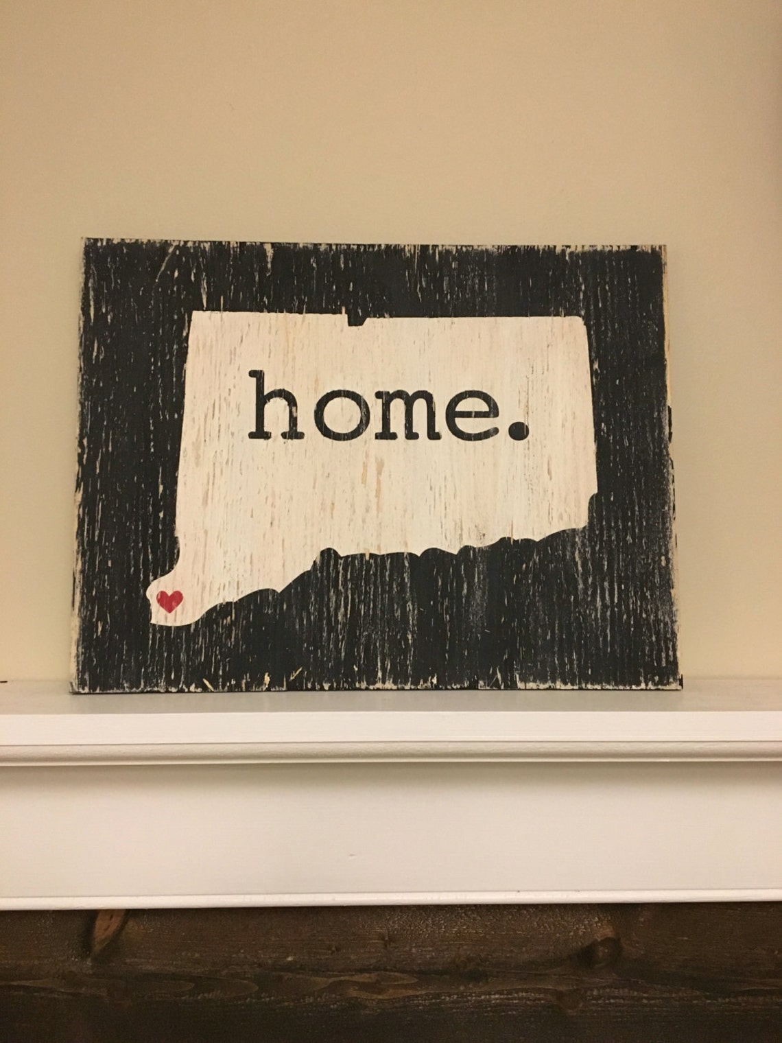 Connecticut Painted Wood Sign. Home. Wall Art. State Sign. - Etsy