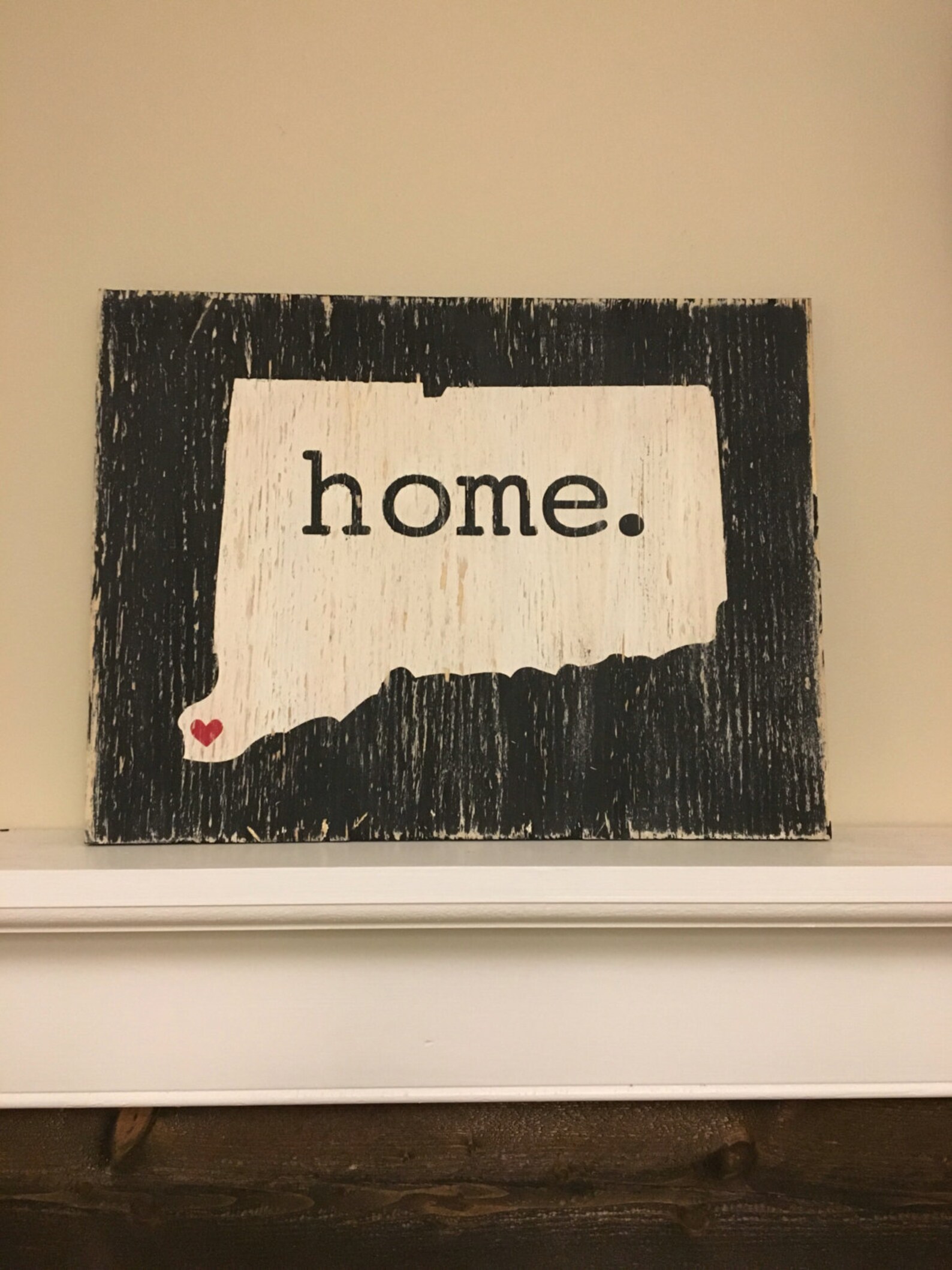 Connecticut Painted Wood Sign. Home. Wall Art. State Sign. - Etsy