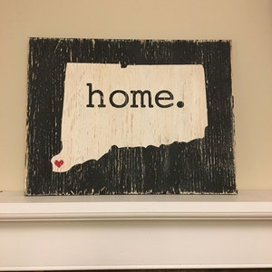 Connecticut Painted Wood Sign. Home. Wall Art. State Sign. - Etsy