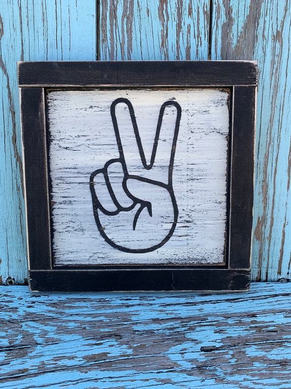 Peace Sign Painted Wood Sign Peace Sign Rustic Peace Sign | Etsy