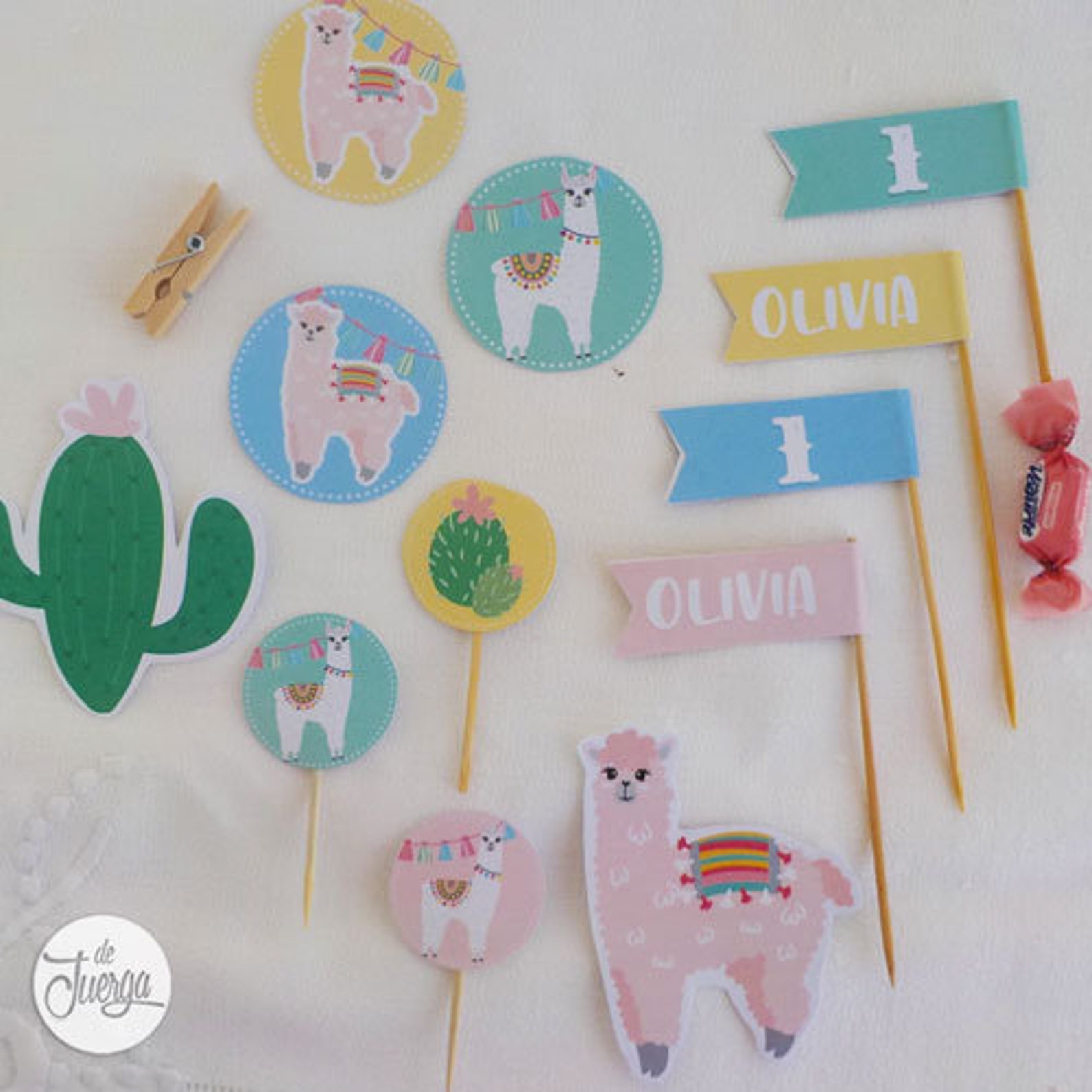 Kit Imprimible Llamas y cactus. Bautizo. Cumpleaños. Super - Etsy España