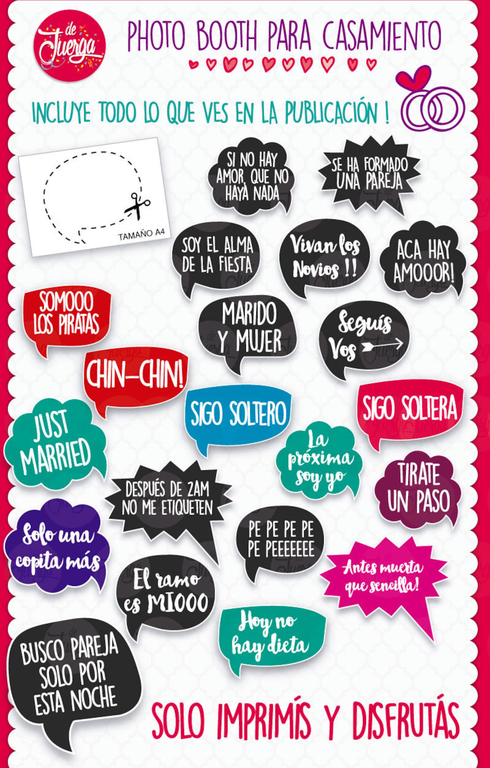 Boda Photo Booth props BODA Imprimible 20 Frases Props - Etsy España