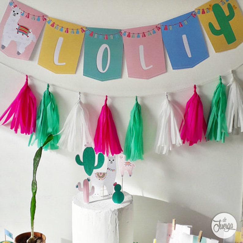 Kit Imprimible Llamas y cactus. Bautizo. Cumpleaños. Super completo ...